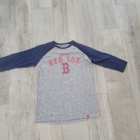 Majestic | Tops | Majestic Gray And Navy Blue Baseball Shirt For Wom ...